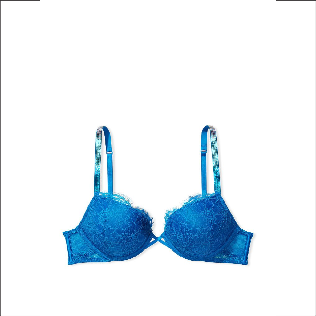 36C - Brasier push up de encaje con tirantes con brillo que añade 2 co ...